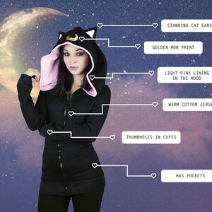 Luna - Moon Cat Ear Hoodie - Kawaii, Pastel Goth Sweater - Etsy