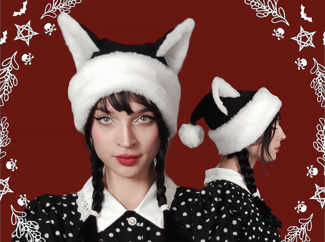 Winter Holiday Animal Beanie - Black Wolf Fox - Santa Claus Christmas ...
