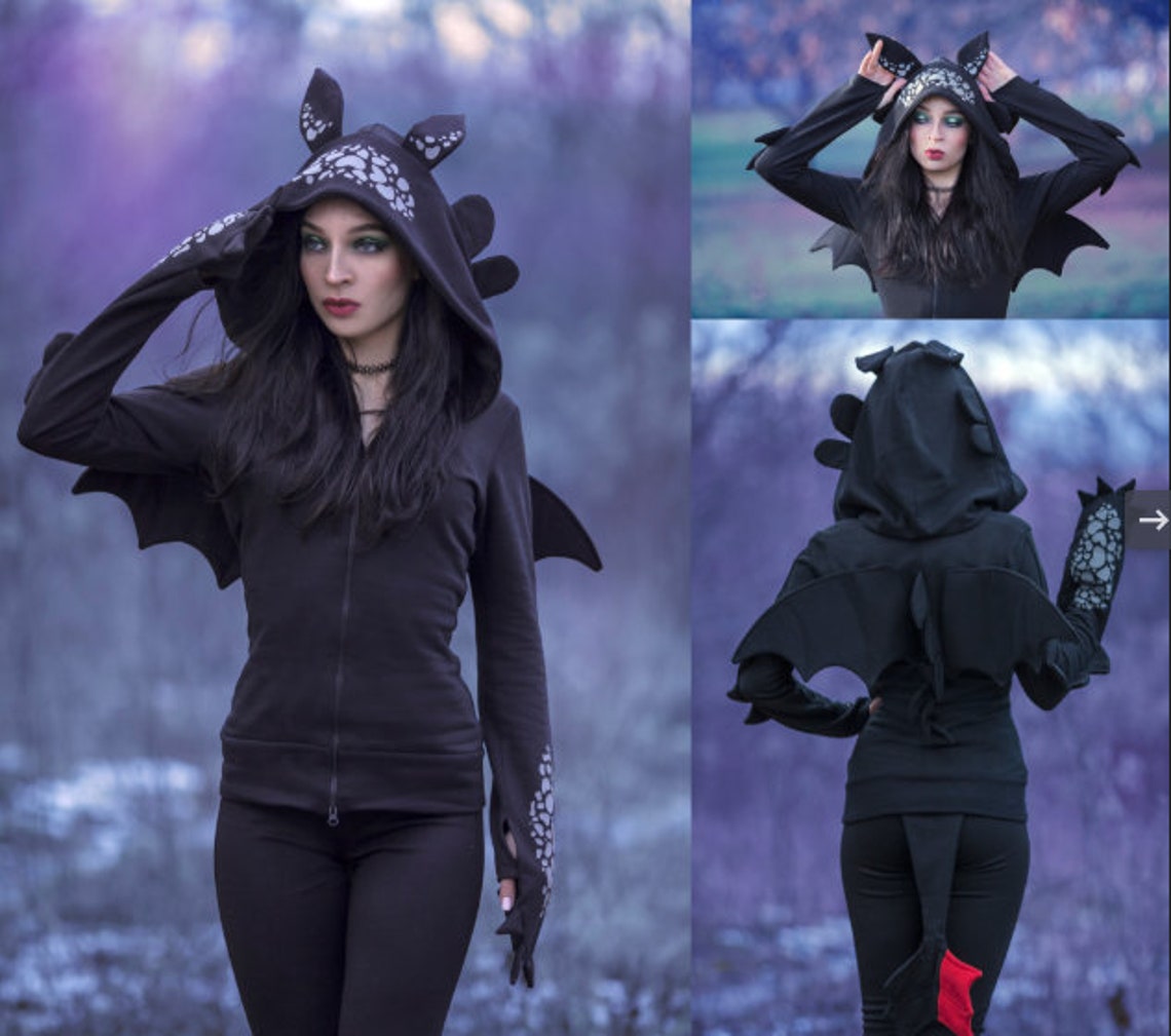 Black Dragon Hoodie Female Cosplay Jacket - Etsy