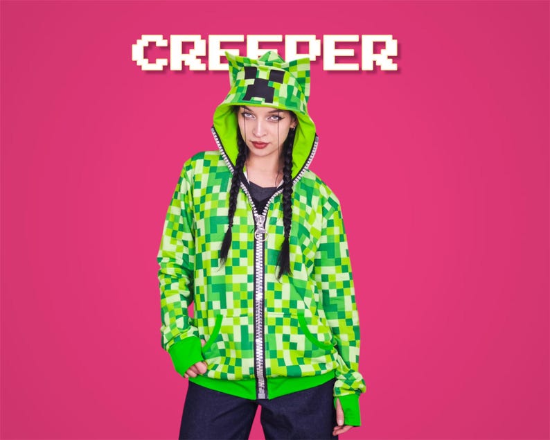 Minecraft Creeper Hoodie - Male or Female Cut - Etsy