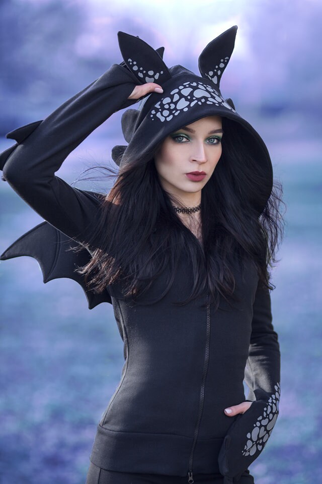 Black Dragon Hoodie - Female - Cosplay, Jacket - Etsy