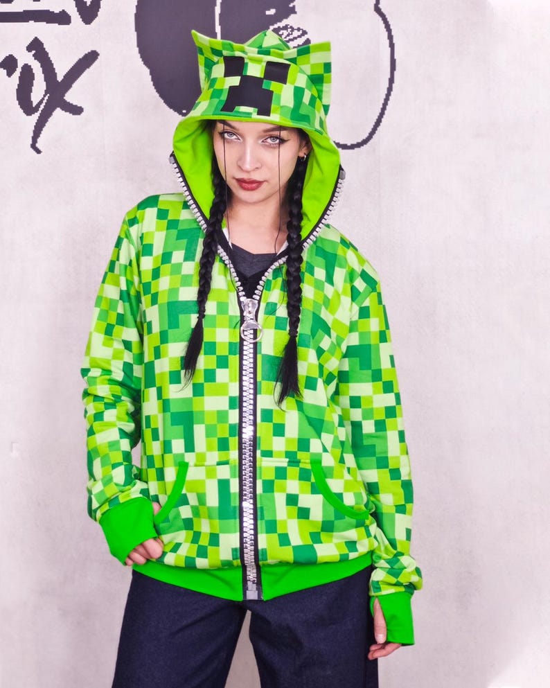 Minecraft Creeper Hoodie - Male or Female Cut - Etsy