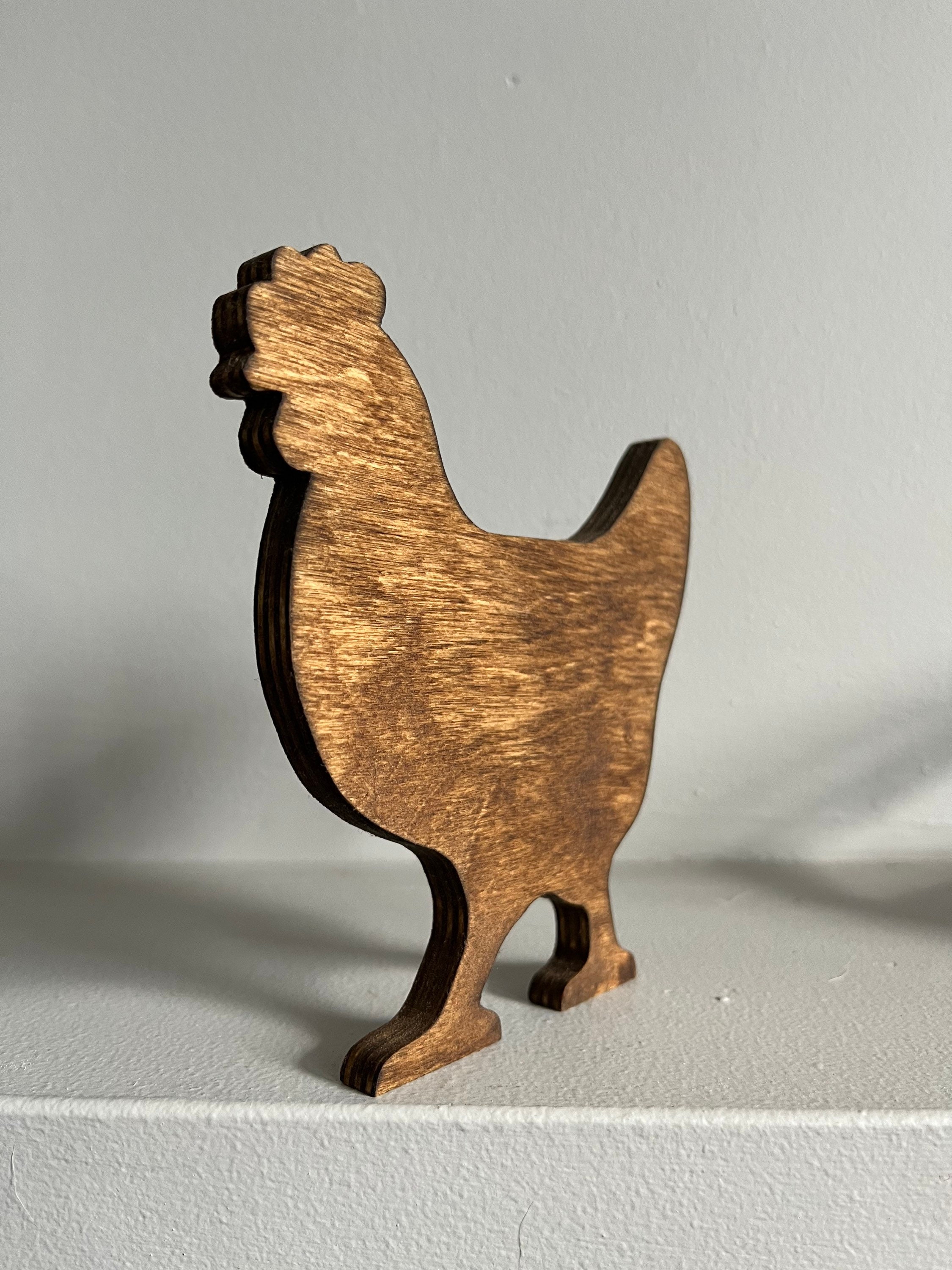 Stand up Stained Wood Chicken - Etsy