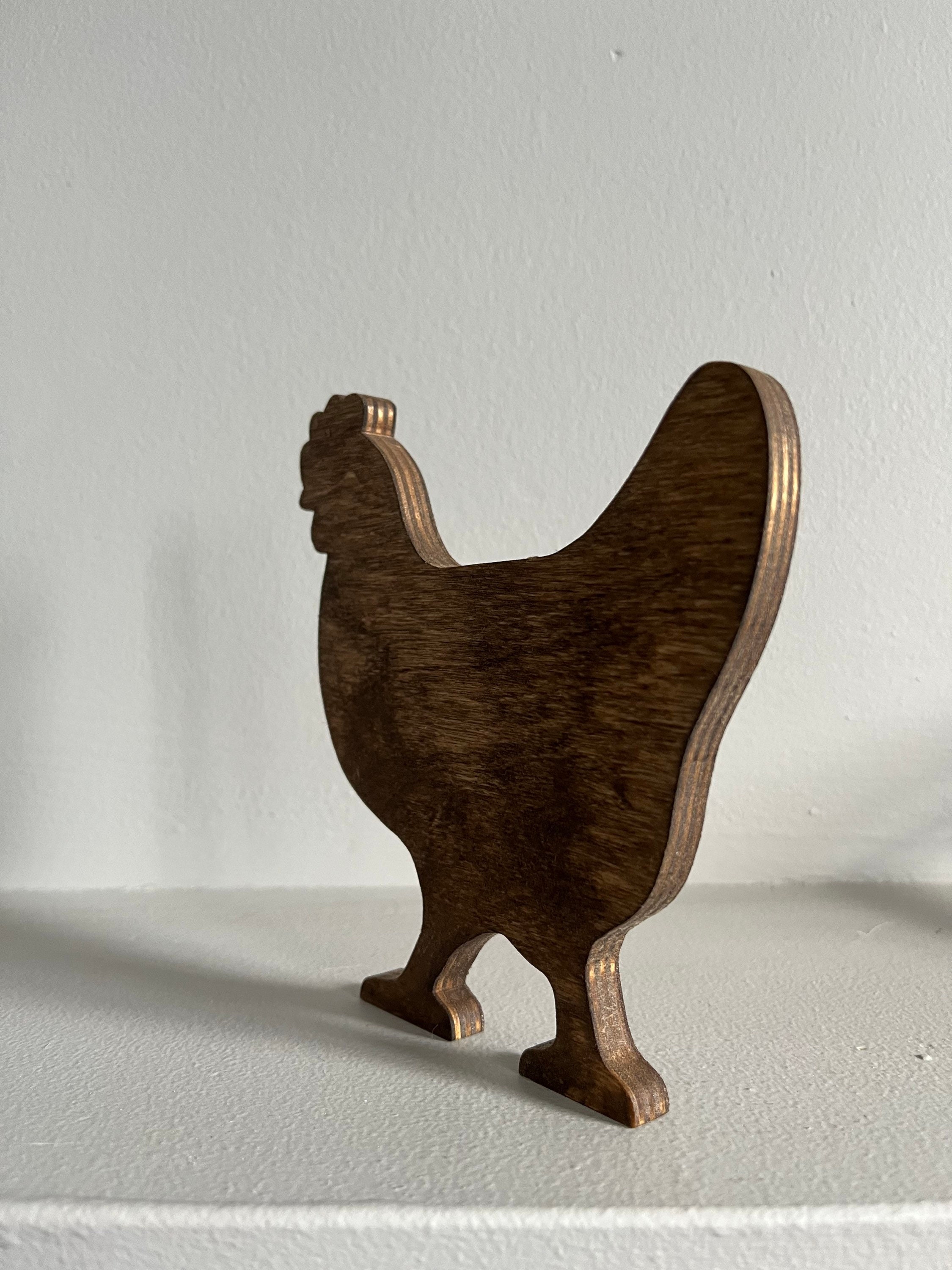 Stand up Stained Wood Chicken - Etsy