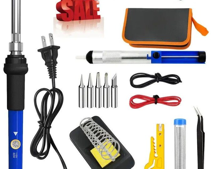 60W Electric Soldering Iron Welding Tool Kit Solder Wire Desoldering ...
