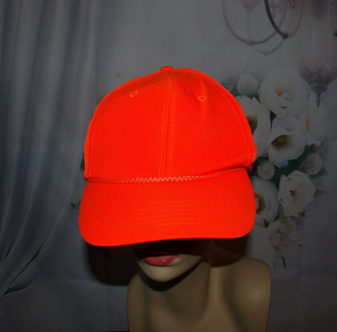 Orange Safety Hat Hunters or Workers Vintage 80's Quilted Size L Fast ...