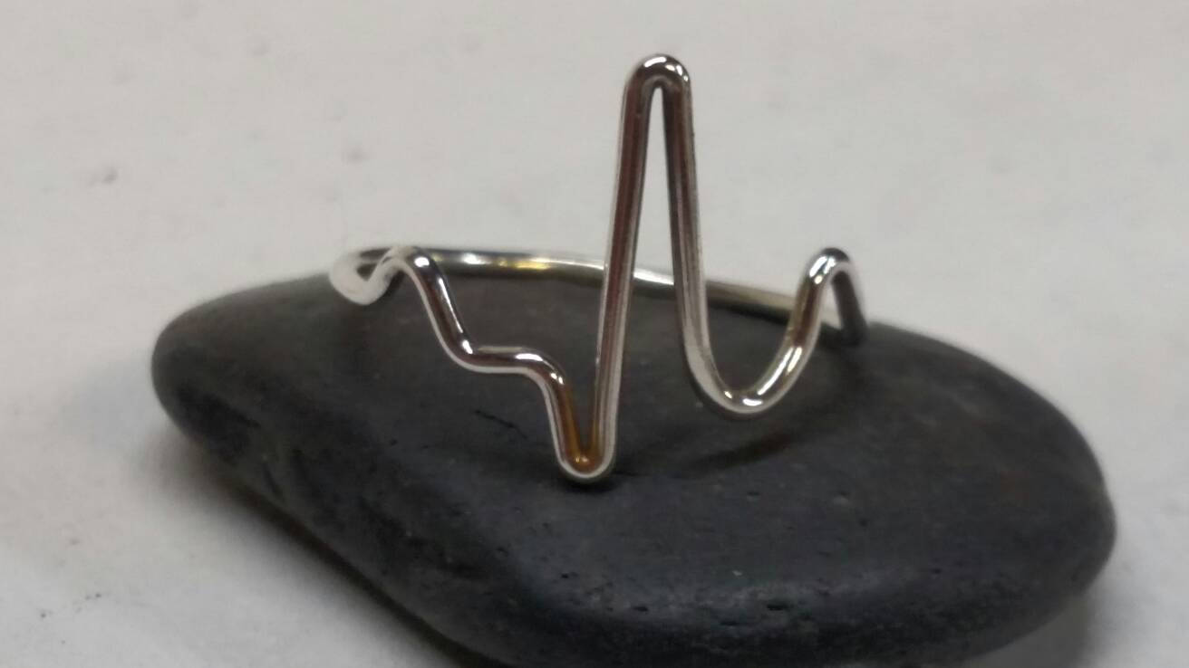 Custom Made to Actual E.K.G... Heartbeat Ring Solid Sterling Silver EKG ...