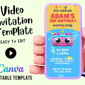 Cute Surprise Cake Birthday Video Invitation Canva Editable - Etsy