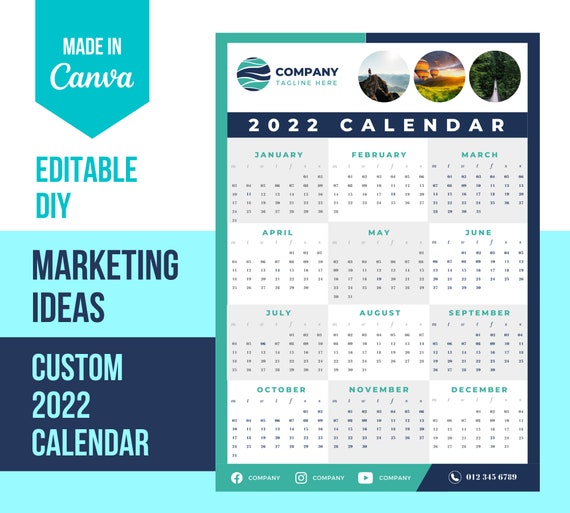 Digital Prints Editable PHOTO Calendar,2022 Photo Calendar Yearly ...