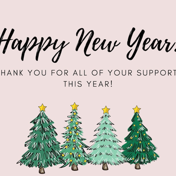 Thank You and Happy New Year Cards - Etsy