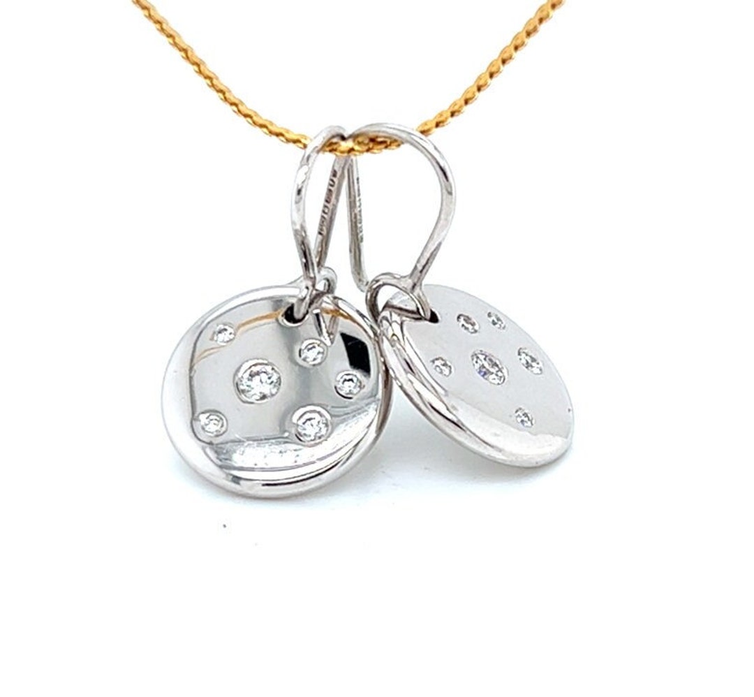 Tiffany 18K White Gold Disc Drop Earrings With Diamonds - Etsy