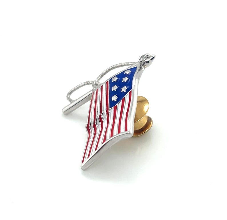 J6 Patriot Flag Pin, Sterling Silver With Lab Grown Diamond - Etsy