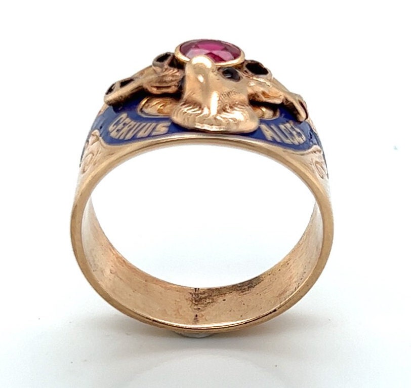 Cervus Alces 14K Rose Gold Blue Enamel Cigar Elk's Band Circa 1945 - Etsy
