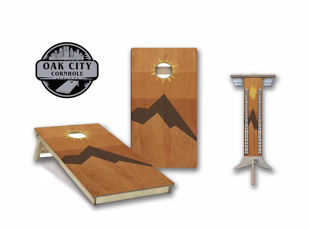 Mountain Abstract Regulation Cornhole Boards Handcrafted Custom Design ...