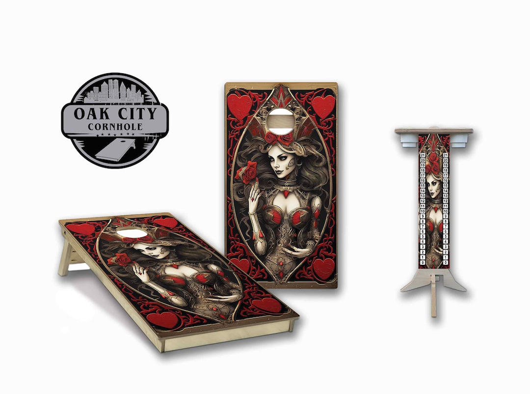 Rule Your Game With the Queen of Hearts Cornhole Board Handcrafted ...