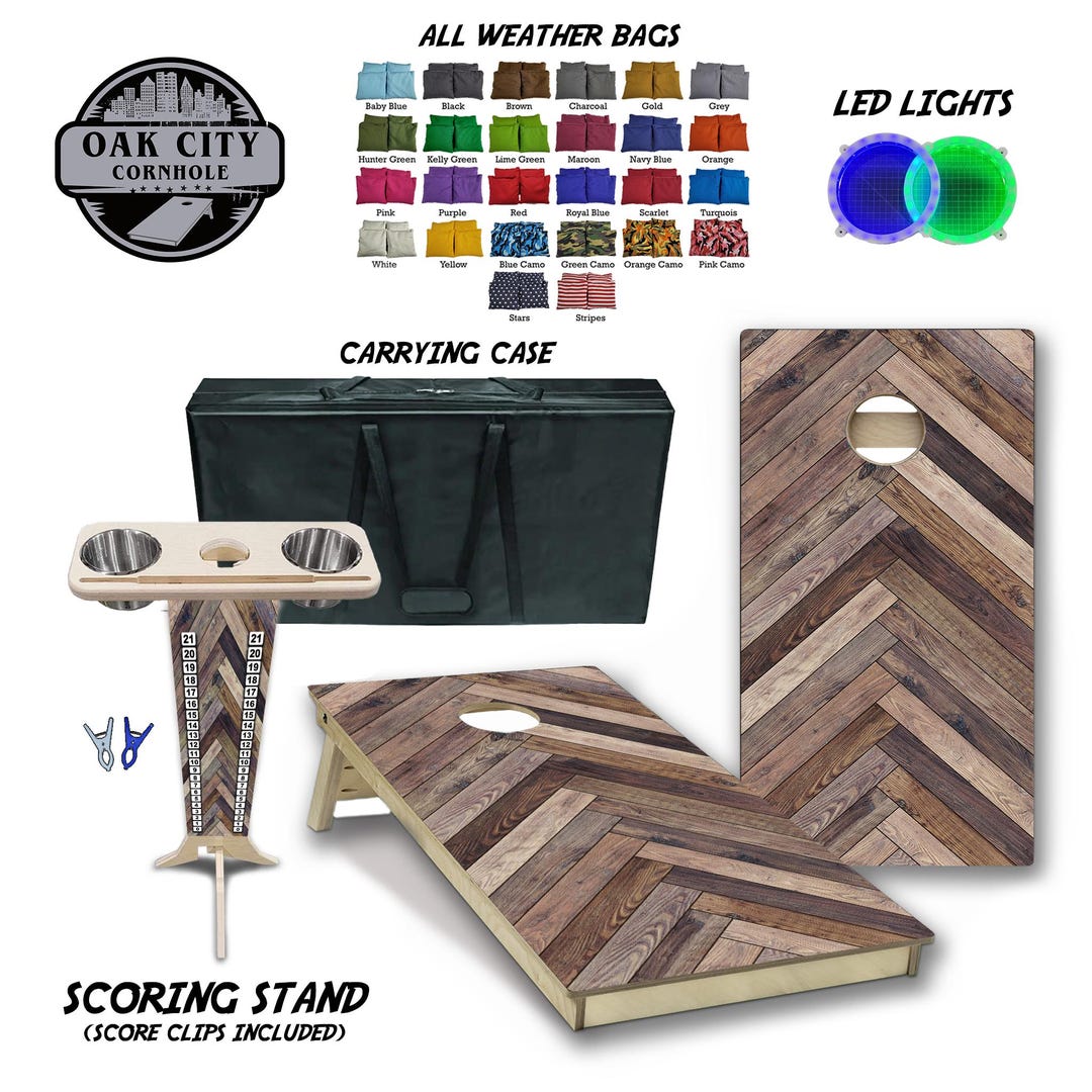 Herringbone Pattern Cornhole Boards Tournament Design Premium ...