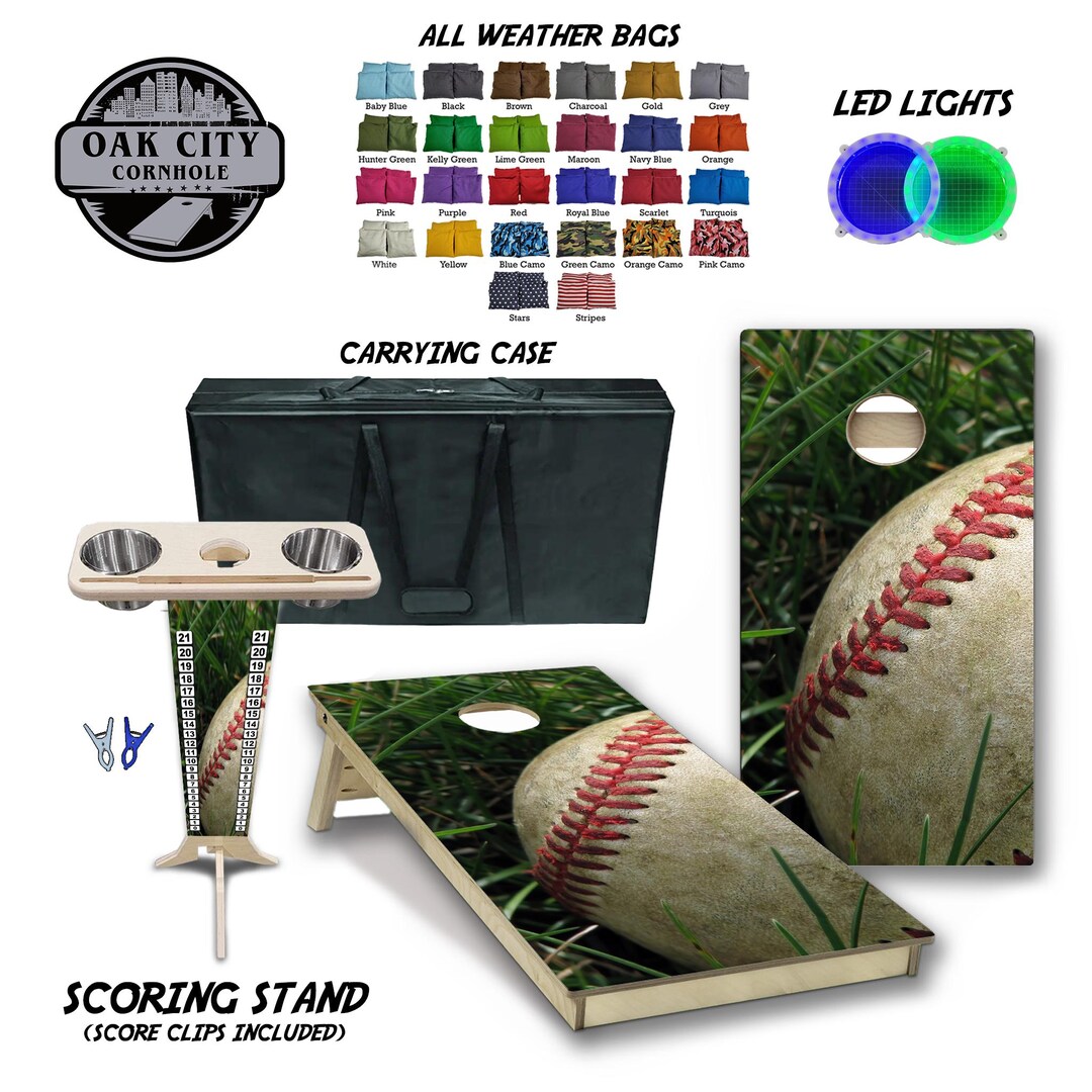 Classic Baseball Cornhole Boards Tournament Design Premium Handcrafted ...