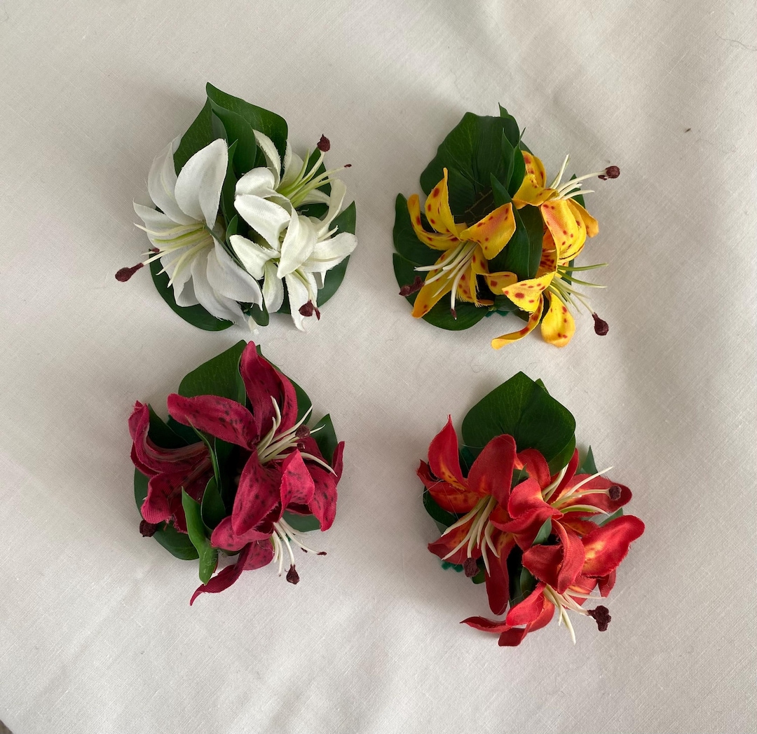 Set of Four Rockabilly Pin up Hair Flowers Various Colours - Etsy
