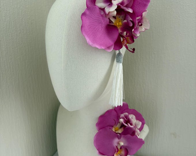 Set of Two Orchid Pin up Modern Vintage Hair Flowers or Hair Flower and ...