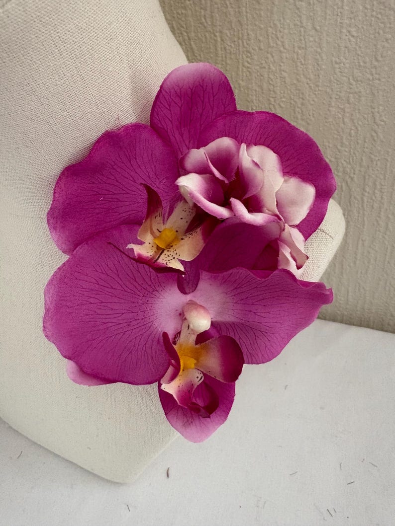 Set of Two Orchid Pin up Modern Vintage Hair Flowers or Hair Flower and ...