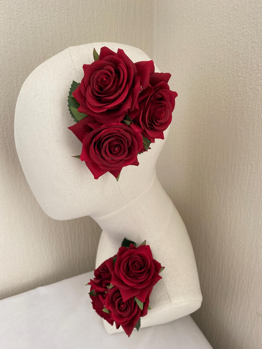 Rockabilly Pin up Hair Red Rose Hair Clip With Matching Corsage - Etsy