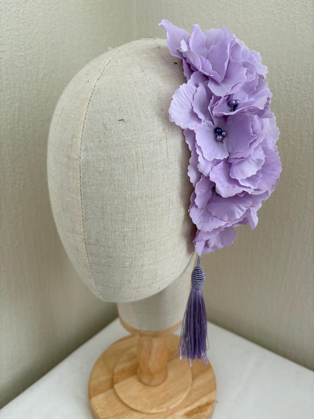 Lilac Hydrangea Petal Cascade Hair Flower Clip With Hand Beading - Etsy