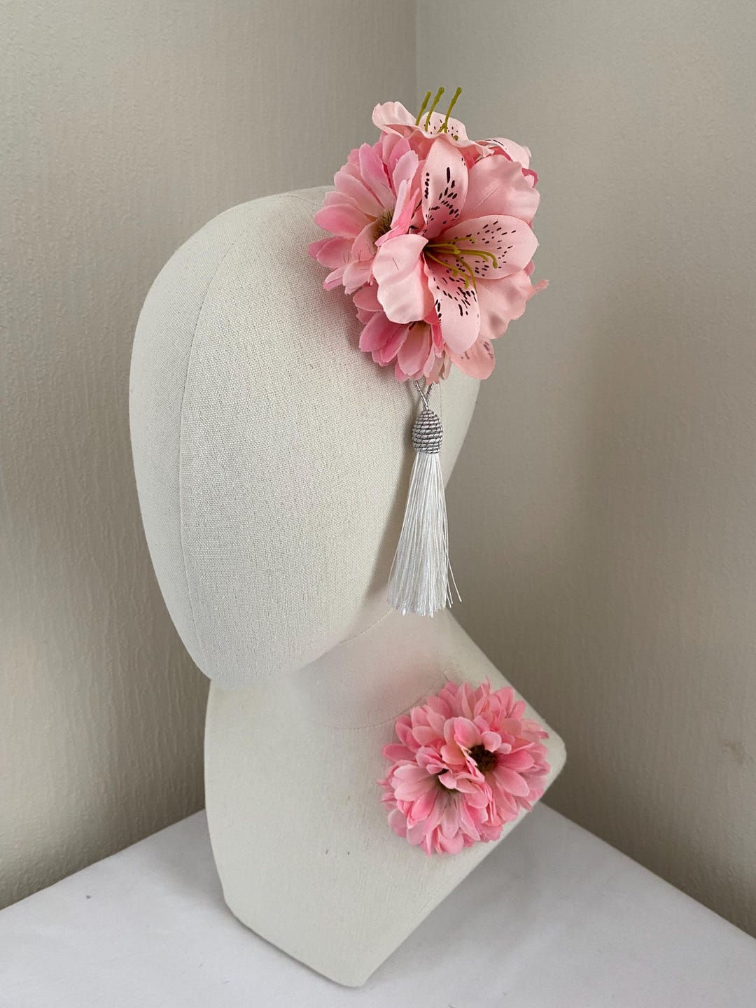 Pink Pin up Rockabilly Hair Flower With Matching Clothes Pin - Etsy