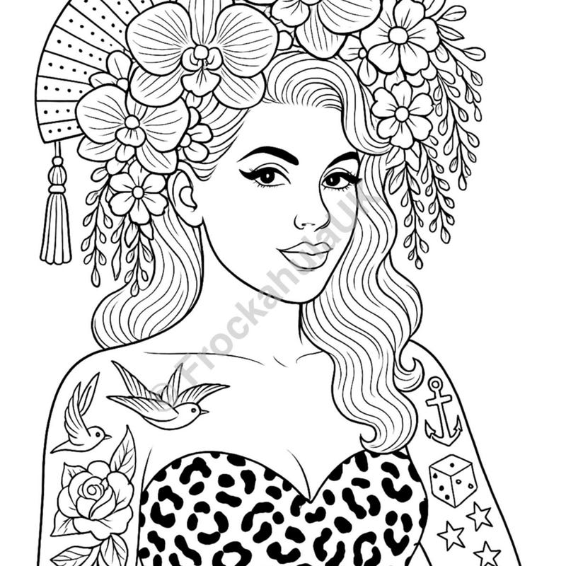 Pin up Colouring Pages - Etsy UK