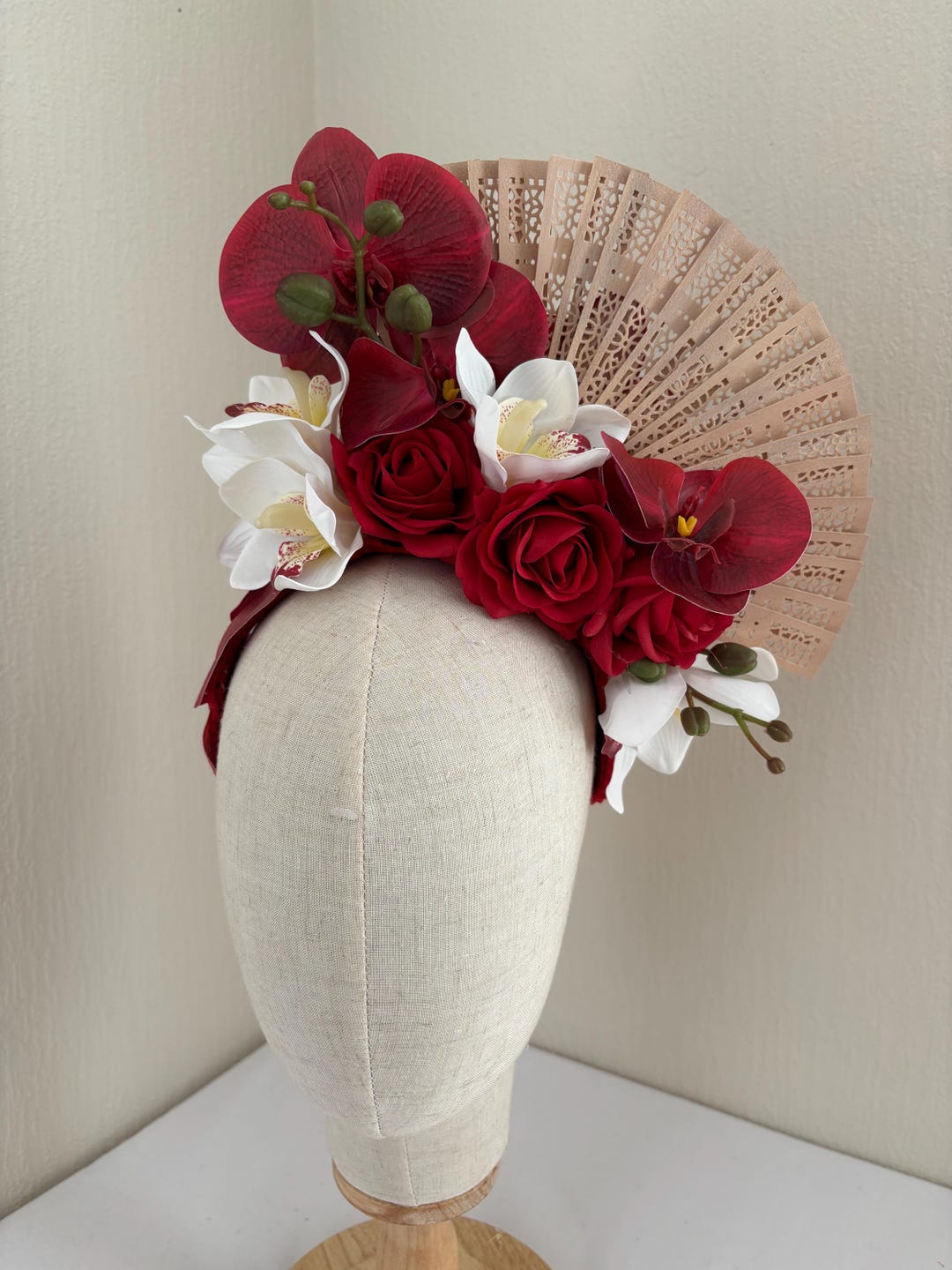 Large Pin up Burlesque Headpiece With Orchids and Roses - Etsy