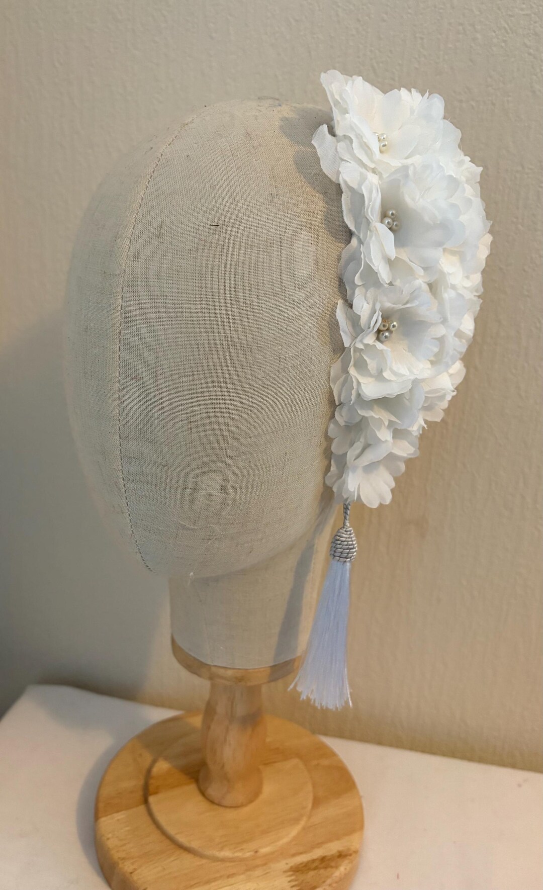 Pin up Hand Beaded Cascade Flower Hair Clip in White - Etsy