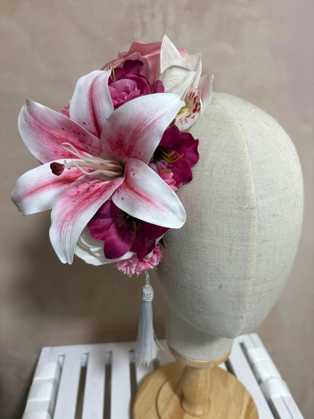 Pink & White Mixed Flower Pin up Cascade Hair Flower Clip - Etsy