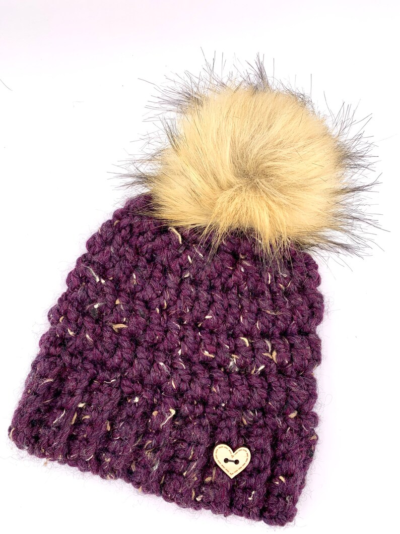 Child Size Kids' Children's Crochet Toque Winter Hat Beanie With Faux ...