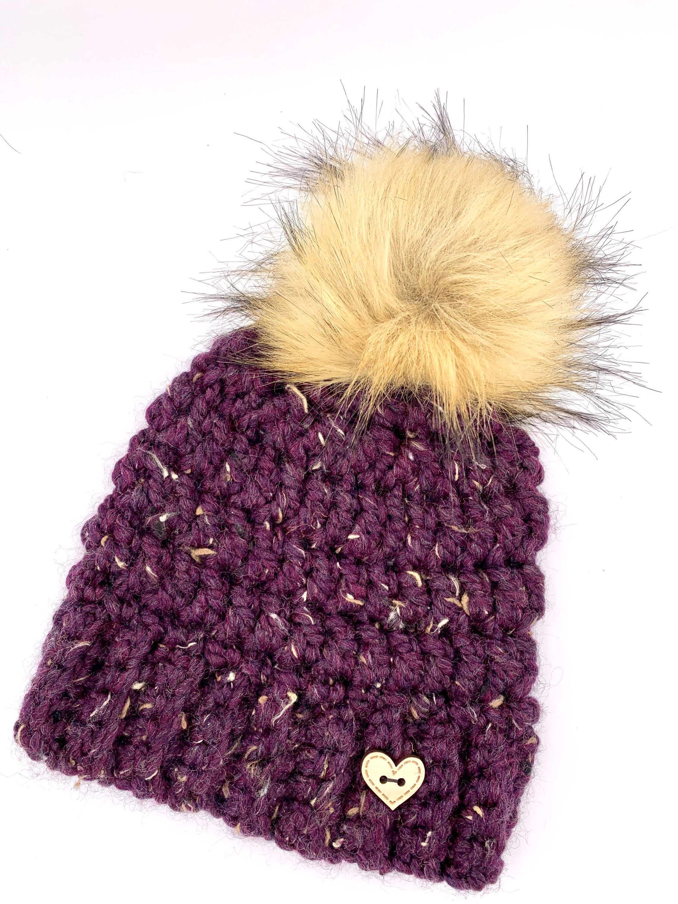 Child Size Kids' Children's Crochet Toque Winter Hat Beanie With Faux ...