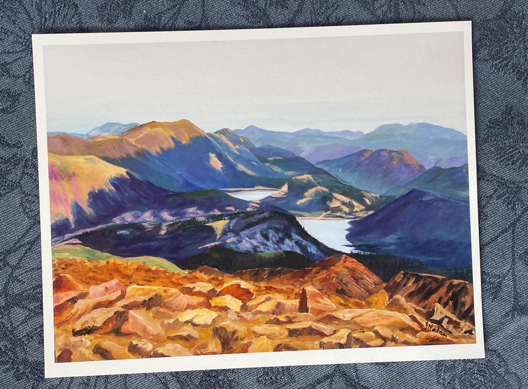 Mountain Vista Landscape Painting, Original Art Print, Colorful ...