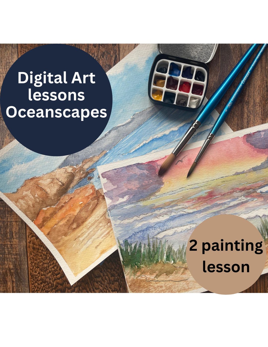 Ocean Watercolor Painting Lesson, Beginner Techniques (digital Download ...