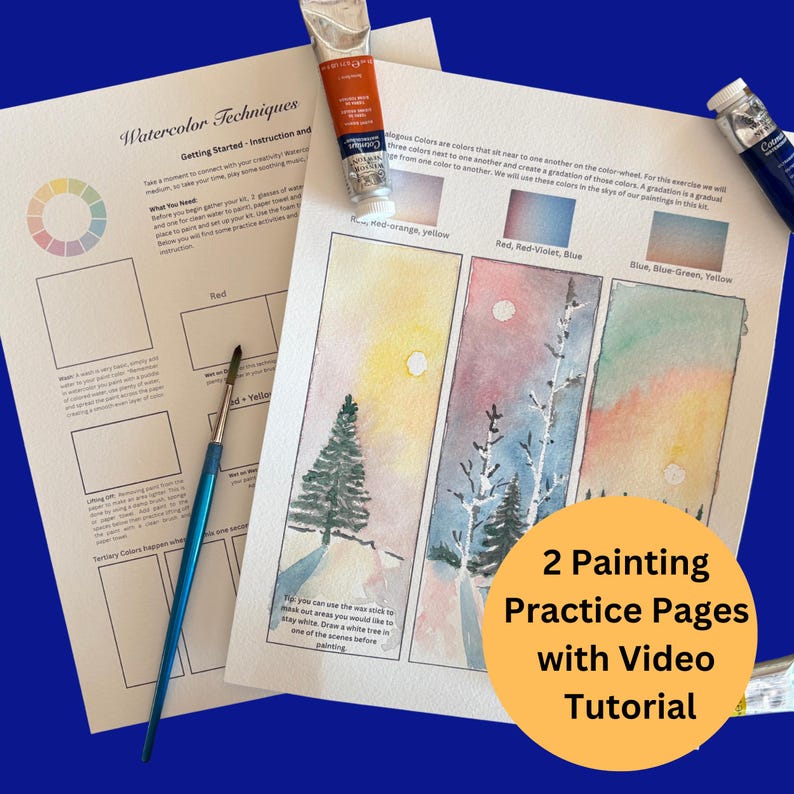 Paint Kit Lesson, Beginner Watercolor Paint Kit With Video, Learn to ...