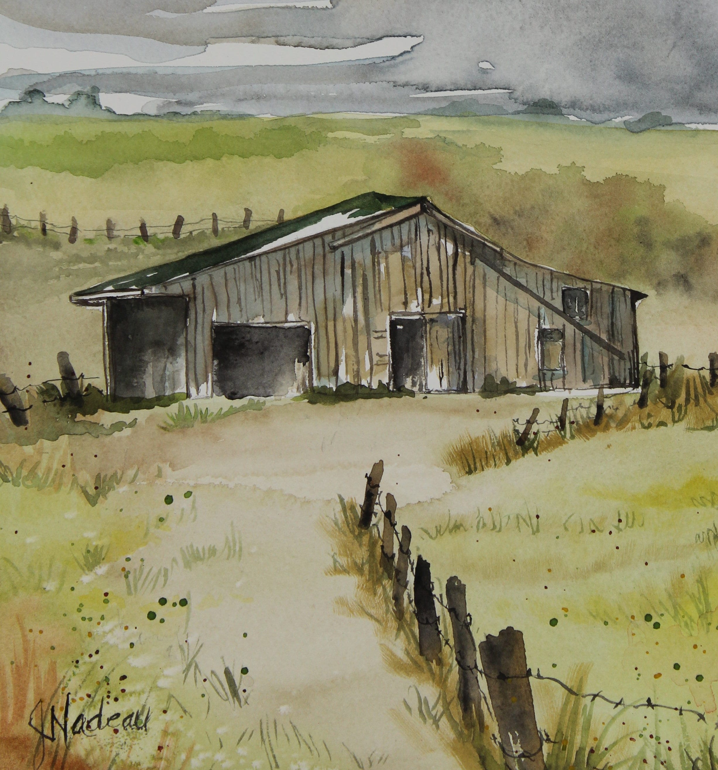 Watercolor Painting Barn Rustic Watercolor the Old Barn, Maine ...