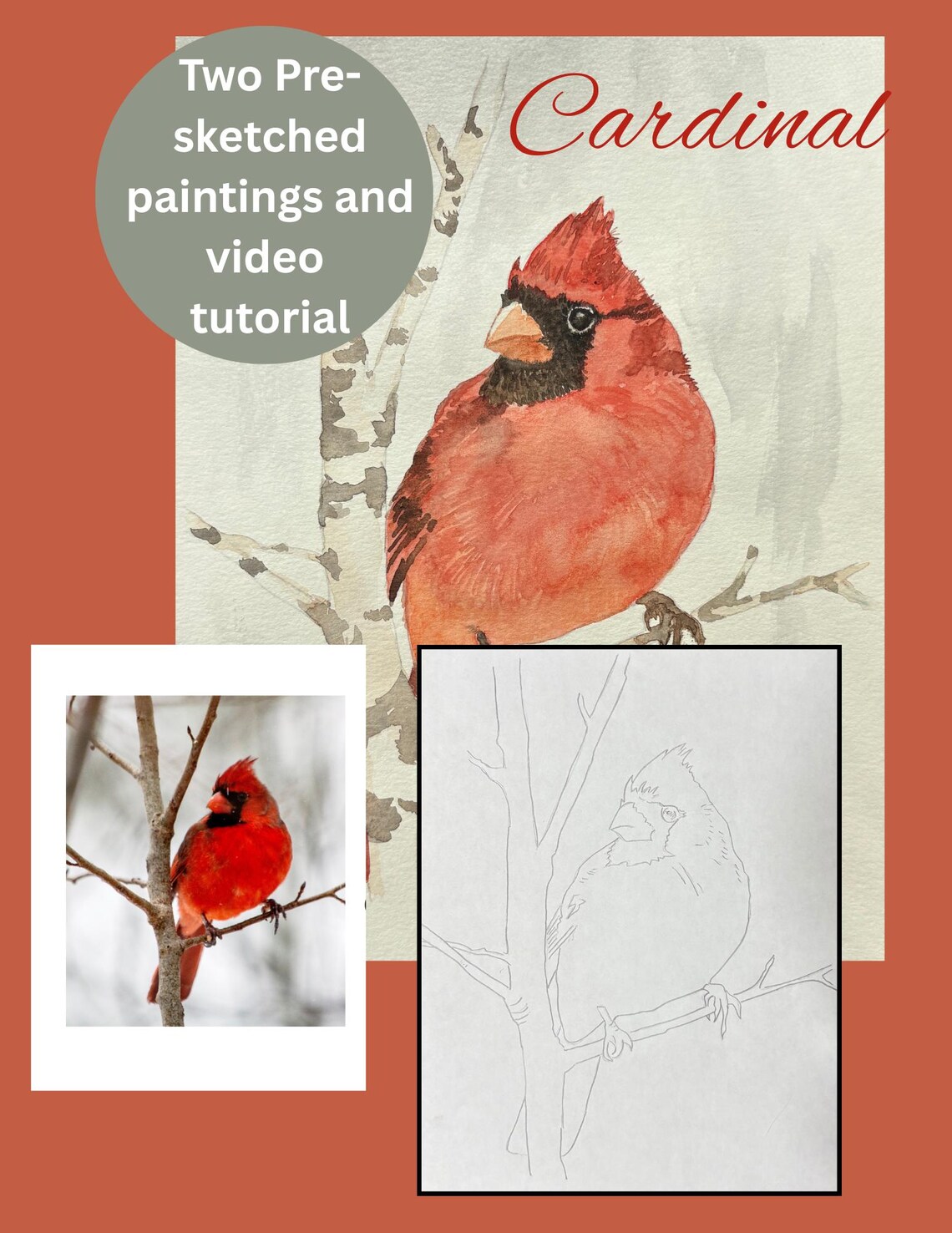 Watercolor Bird Painting Lesson, Blue Jay, Cardinal, Oriole, Digital ...