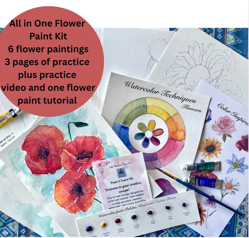 Watercolor Flower Painting Kit for Beginners: Art Starter Kit, DIY ...