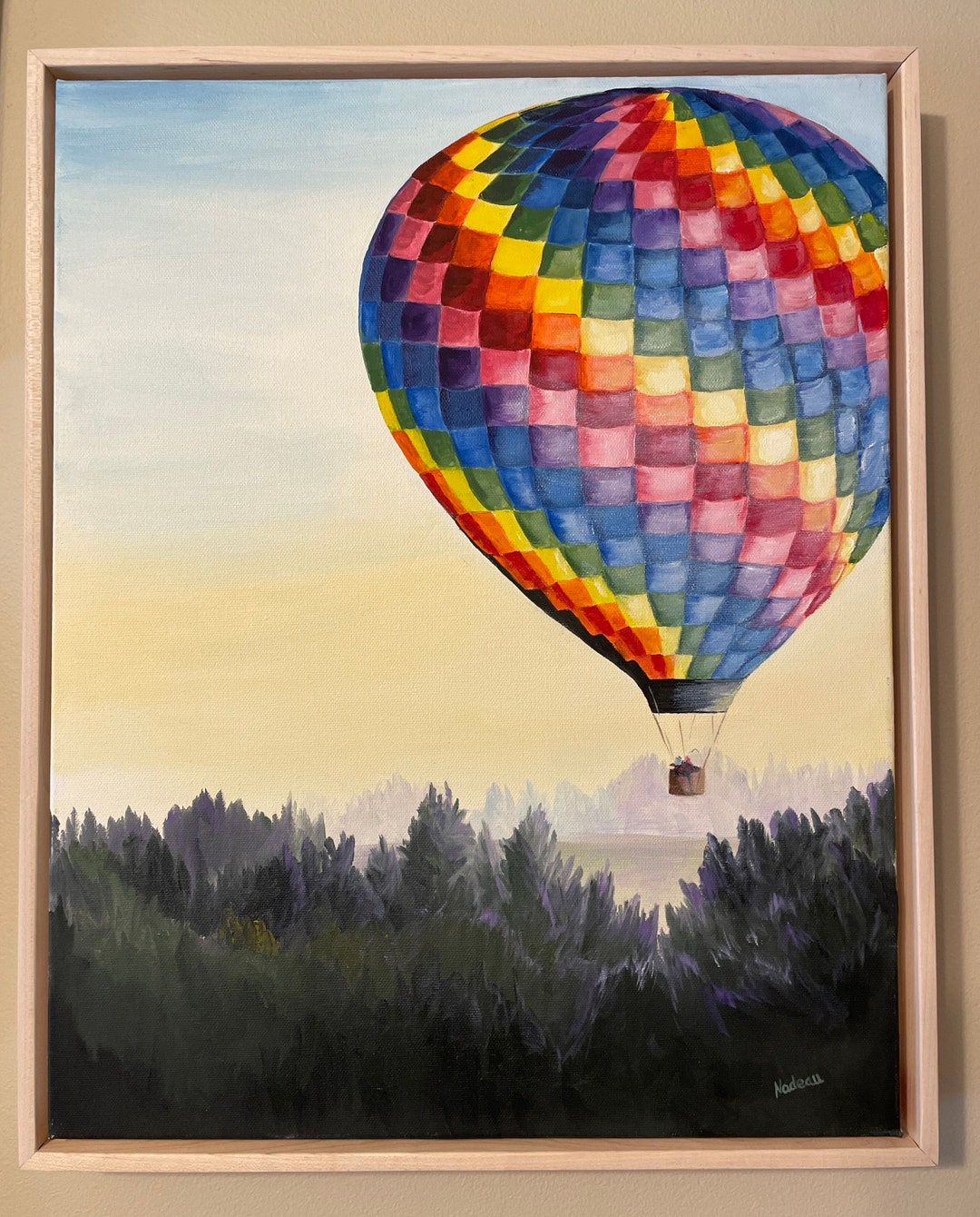 Wall Art Hot Air Balloon Oil Painting Lift Off, 16x20x1.5 Oil Painting ...