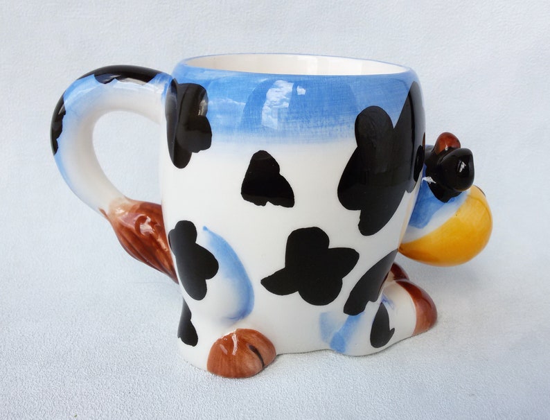 Funny 3D Cow Mug Coffee Ceramic Animal Cup White Cow Black Spots ...
