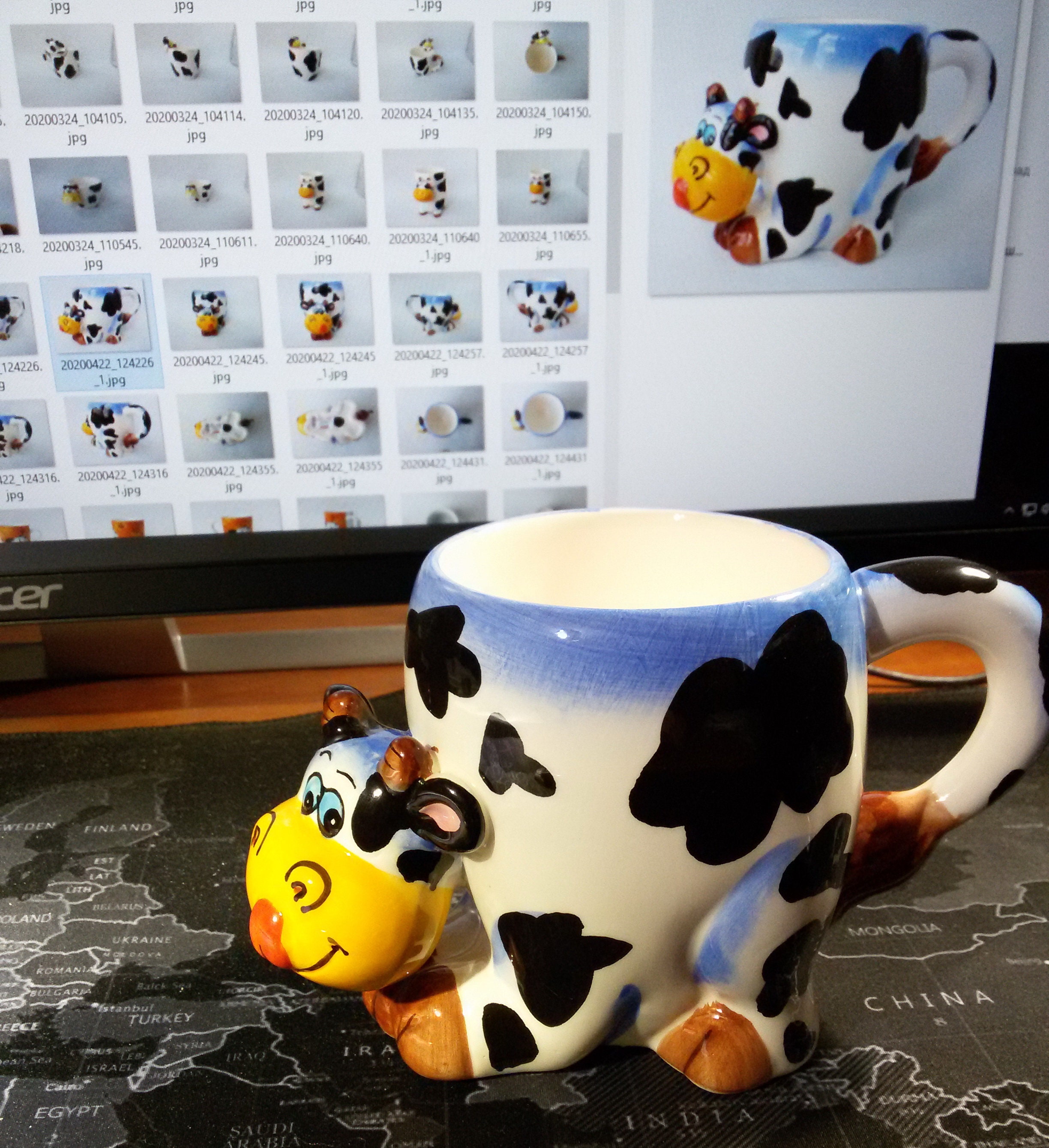 Funny 3D Cow Mug Coffee Ceramic Animal Cup White Cow Black Spots ...