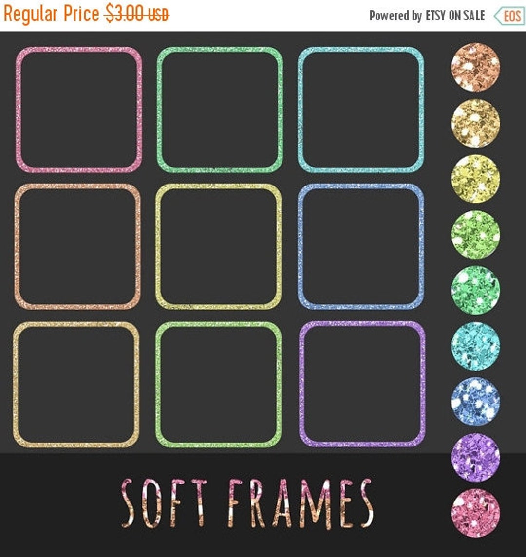 60% OFF Glitter Pastel Frames Clipart / Soft Frames Clip Art ...