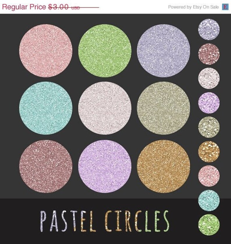 60% OFF Glitter Pastel Circles Clipart / Circles Clip Art ...