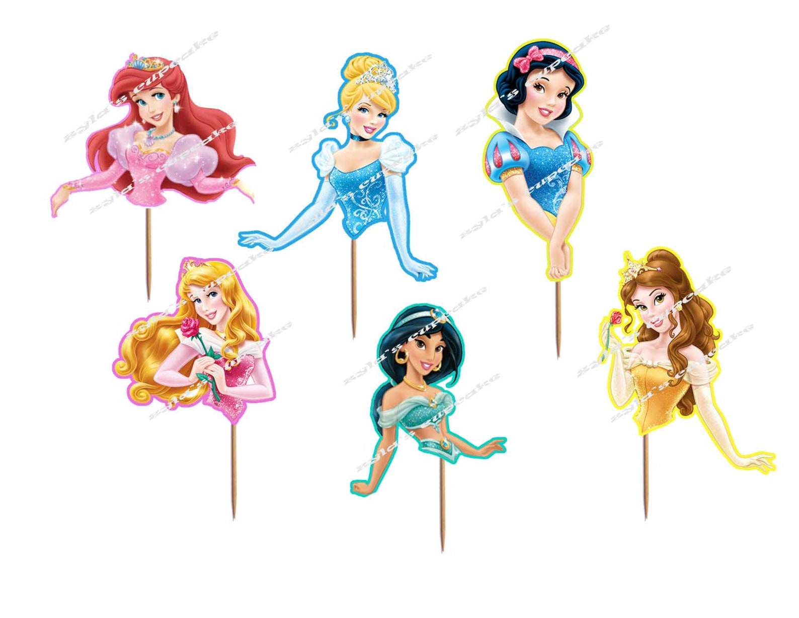 6 Disney Princesses half body Cupcake Topper 12Pcs | Etsy
