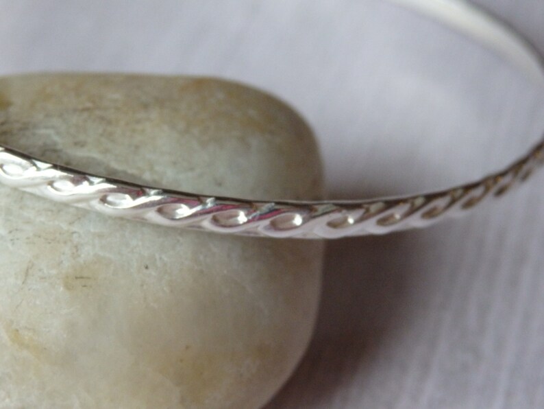 Sterling Silver Rope Braid Pattern Bangle | Etsy