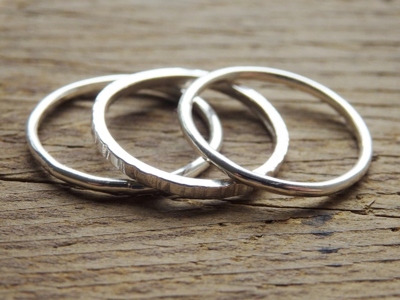 Set of Three Sterling Silver Stacking Rings Stackable Rings - Etsy