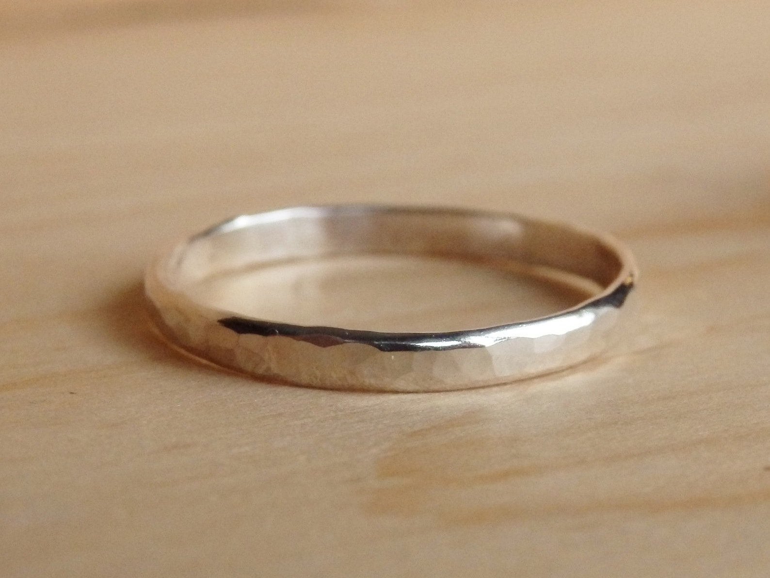 Hammered Sterling Silver 2 Mm Wide Ring Simple Ring Band With - Etsy