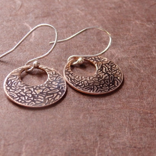Copper Disc Earrings - Etsy