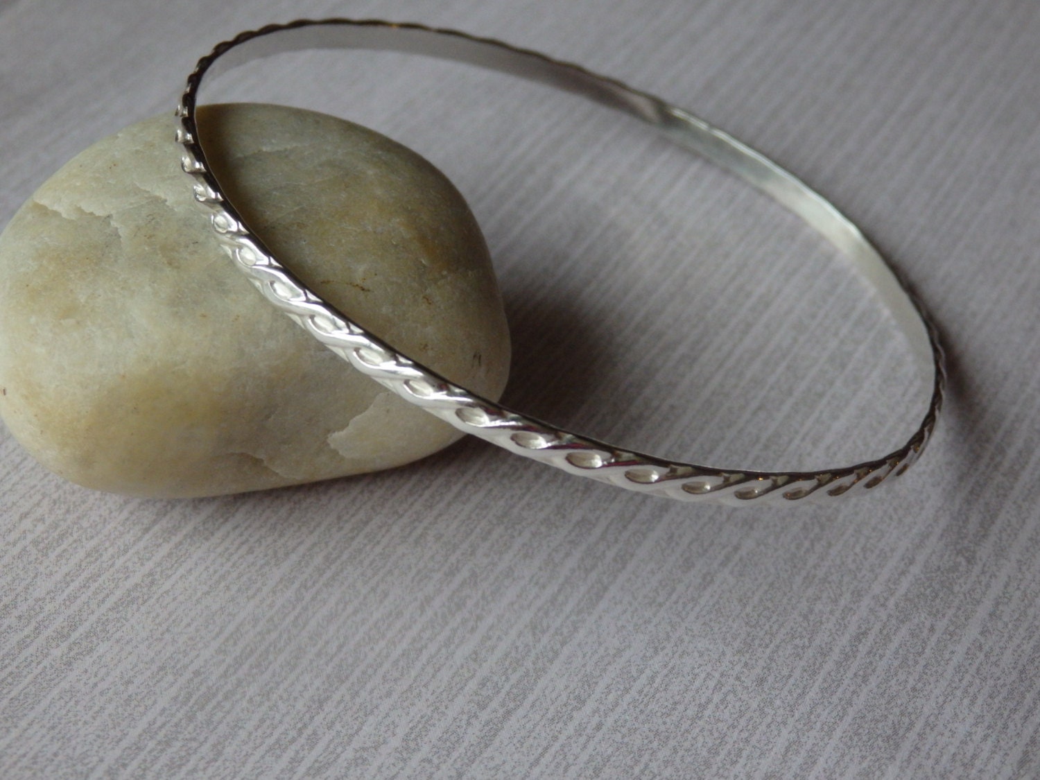 Sterling Silver Rope Braid Pattern Bangle | Etsy